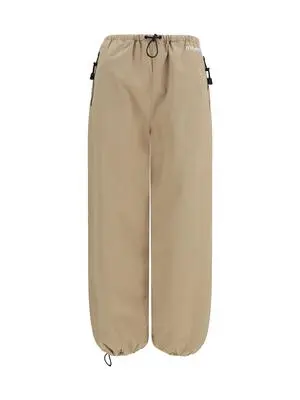Miu Miu Elasticated Waist And Hem Cotton Gabardine Pants - Cream