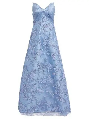 Pamella Roland Embellished Mikado Gown - Blue