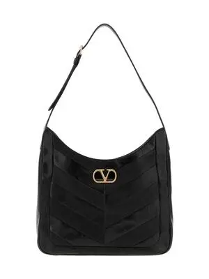 Valentino Garavani Leather Vlogo Signature Shoulder Bag - Black