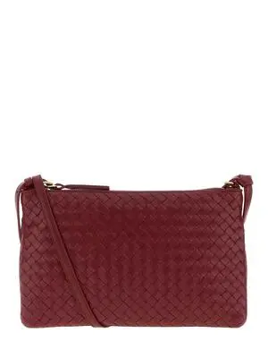 Bottega Veneta Tiziano Leather Small Clutch - Red