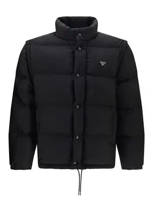 Prada Re-nylon Puffer Jacket With Triangle Logo - Black