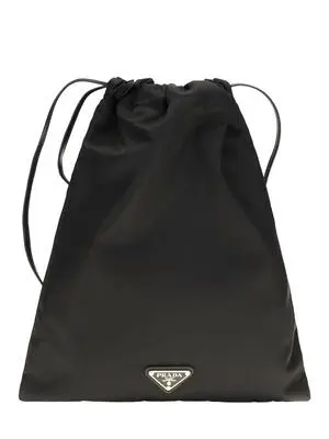 Prada Re-nylon Clutch With Drawstring Closure - Black