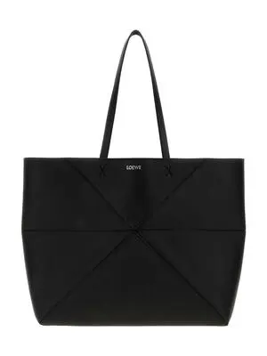Loewe Leather Large Puzzle Fold Shopping Bag - Black