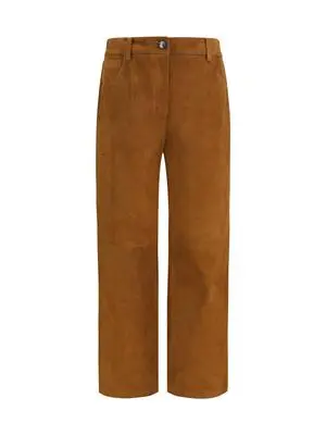 Magda Butrym Straight-leg Corduroy-effect Leather Pants - Brown