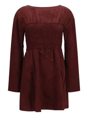 GANNI Long-sleeve Satin Mini Dress - Multicolor