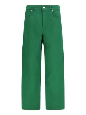 Max Mara S Max Mara Cotton And Linen Blend Pants Green