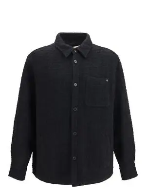 Valentino Garavani Textured High-neck Jacket - Black