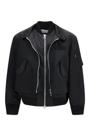 Sacai Cotton Chino And Nylon Twill Double Jacket - Black