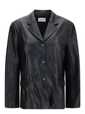 Magda Butrym Leather Blazer Jacket - Black