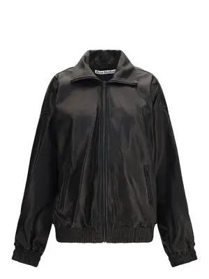 Acne Studios High Collar Leather Jacket - Black