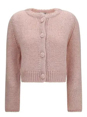FORTE_FORTE Chunky Knit Buttoned Cardigan - Pink