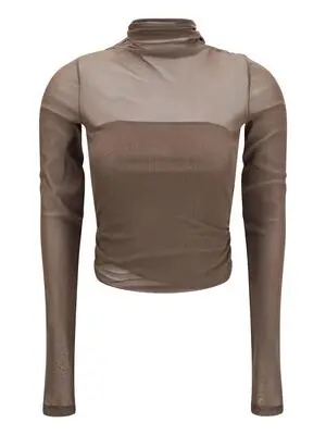LEMAIRE Ballerina Top With Integrated Scarf - Brown