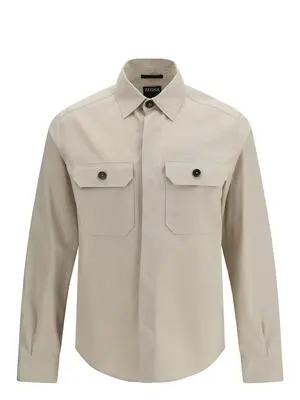 Zegna Linen Wool And Silk Shirt Jacket - Cream