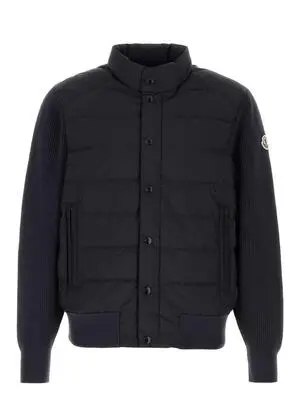 Moncler Navy Cotton Blend Cardigan - Blue