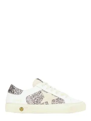 GOLDEN GOOSE May Leather And Glitter Sneakers - Multicolor