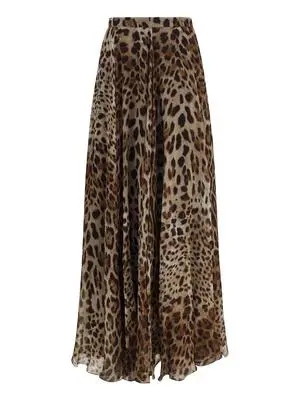 Dolce & Gabbana Leopard-print Chiffon Maxi Skirt - Cream