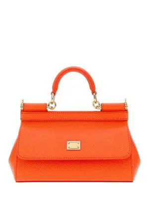 Dolce & Gabbana Leather Small Sicily Handbag - Orange