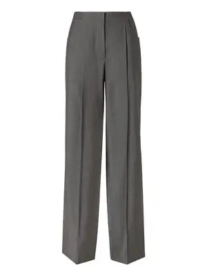 Fendi Wide Leg Pleated Mohair Trousers - Grey