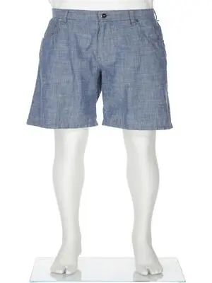 Fendi Cotton Chambray Bermuda Shorts With Leather Logo Patch - Light Blue