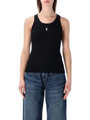 AMI Paris Fitted Sleeveless Tank Top Size - Black