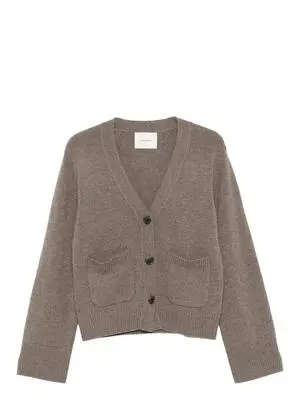 LISA YANG LISA YANG Cashmere V-Neck Cardigan With Button Front And Patch Pockets