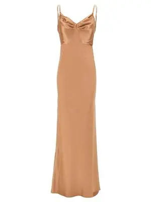 ELISABETTA FRANCHI ELISABETTA FRANCHI Satin Ruched Bust Slip Maxi Dress