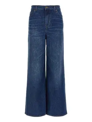 Chloé Wide-leg High-waisted Cotton Jeans - Blu