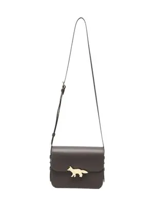 Maison Kitsuné Edie Leather Crossbody Bag With Fox Clasp - Brown