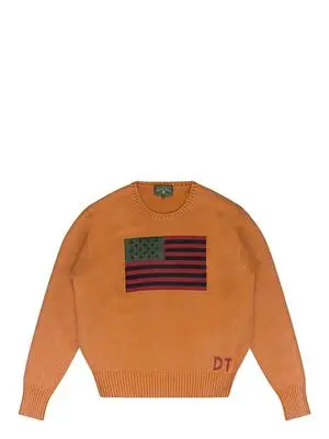 DENIM TEARS Flag Applique Crewneck Sweater - Orange