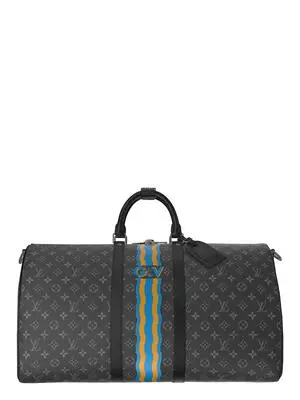 LOUIS VUITTON Keepall Bandoulière 55 Monogram Eclipse Canvas Bag - Black