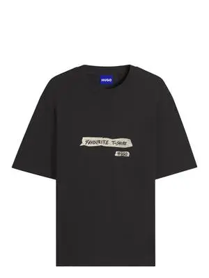 Hugo Cotton-jersey T-shirt With Graphic Print - Black