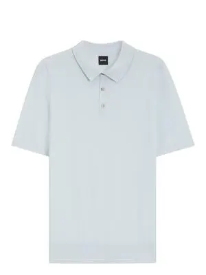 BOSS Regular-fit Knit Polo In Structured Fabric - Light Blue