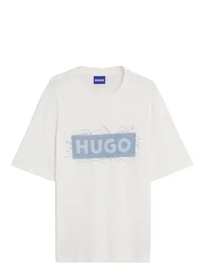 Hugo Cotton-jersey T-shirt With Graphic Print - White