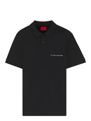 Hugo Cotton Piqué Polo Shirt With Logo Detail - Black