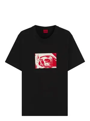 Hugo Cotton-jersey T-shirt With Graphic Print - Black