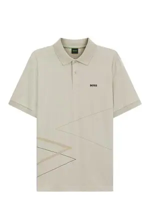 BOSS Pima Cotton Polo Shirt With Placed Print - Light Beige