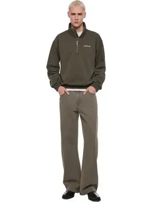 Helmut Lang Small Logo Quarter-zip Sweatshirt - Forest Night
