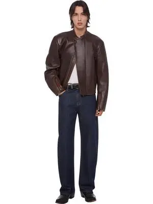Helmut Lang Leather Moto Jacket - Saddle