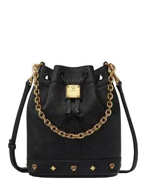 Mcm Mini Pina Drawstring Bag In Studded Calfskin - Black