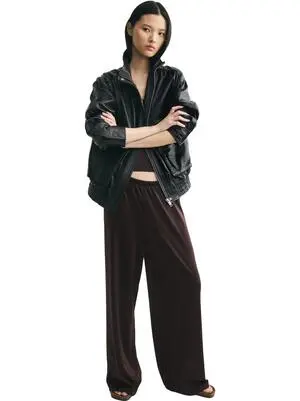 H&m Jersey Pull-on Straight Leg Pants - Dark Brown