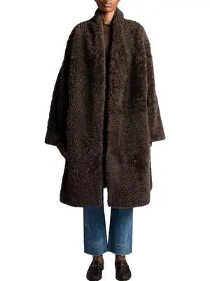 TOM FORD Genuine Shearling Cocoon Coat - Coffee/black