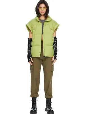 OROLAY Oversized Sleeveless Puffer Vest - Light Green