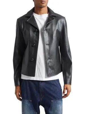 MAISON MARGIELA Faux Leather Jacket With Notched Lapel - Black