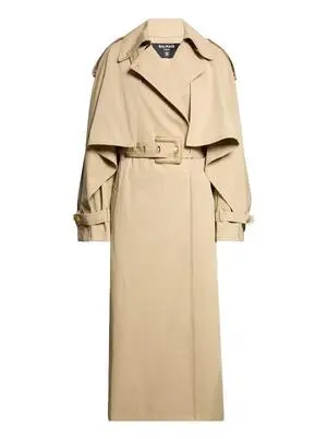 Balmain Belted Cotton Gabardine Trench Coat - 0an Sand