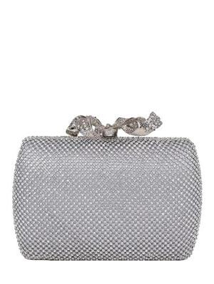 Badgley Mischka Cassia Crystal Minaudiere - Silver