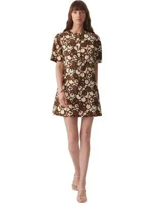 EXQUISE June Mini Dress With Leaf Print - Multi Color