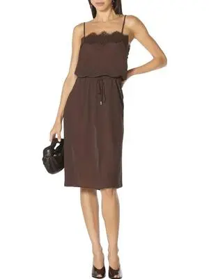 AFRM Tabitha Lace Trim Midi Dress - Espresso