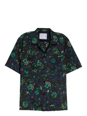Sacai Floral Print Button-up Shirt - Brown