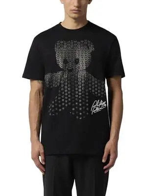 Philipp Plein Round Neck T-shirt Teddy Strass Teddy Bear - Black