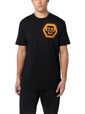 Philipp Plein Round Neck T-shirt Spray Hexagon - Black